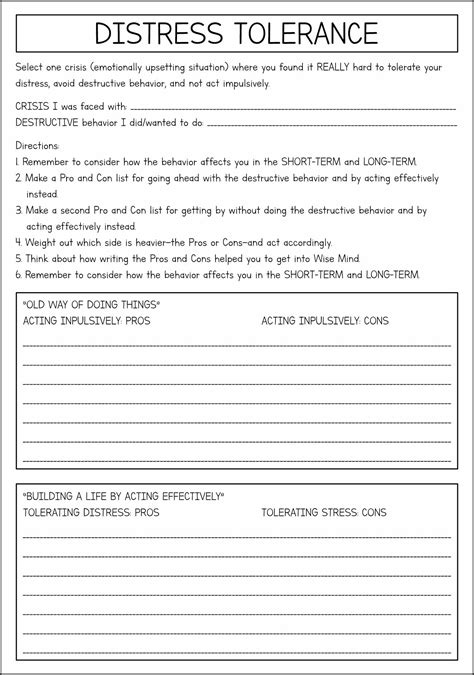 20 Distorted Thinking Worksheet Distress Tolerance Cognitive