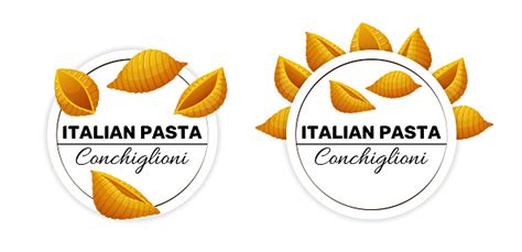 콘치글리오니 이탈리안 쉘 형태의 파스타 라벨 패키지 설계용 템플릿 흰색으로 격리된 벡터 그림 파스타에 대한 스톡 벡터 아트 및 기타 이미지 Istock