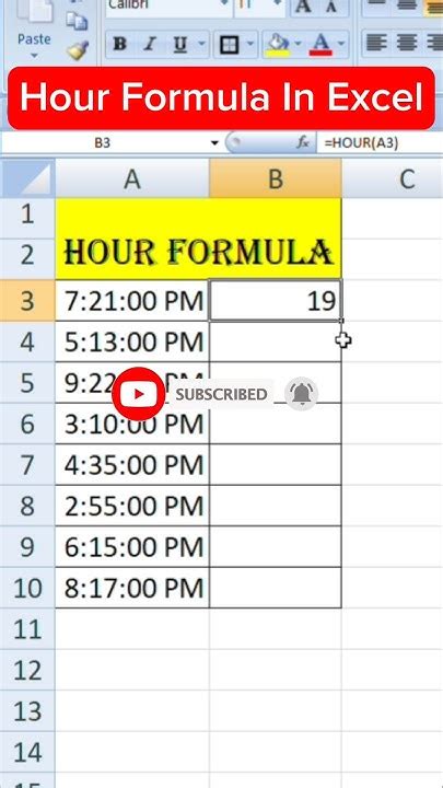Hour Formula In Excel Data Exceltricks Exceltips Yutubeshorts Tech Shorts Youtube