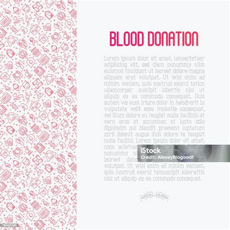 얇은 선 아이콘 및 텍스트에 대 한 장소 혈액 기부 개념 세계 혈액 기증자의 날입니다 웹 페이지 배너 인쇄 매체에 대 한 벡터