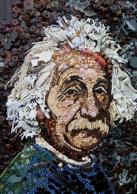 artist re creates iconic portraits with thousands of found objects demilked