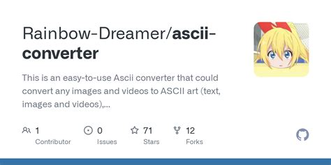 Ascii Converterreadmecnmd At Master · Rainbow Dreamerascii Converter · Github