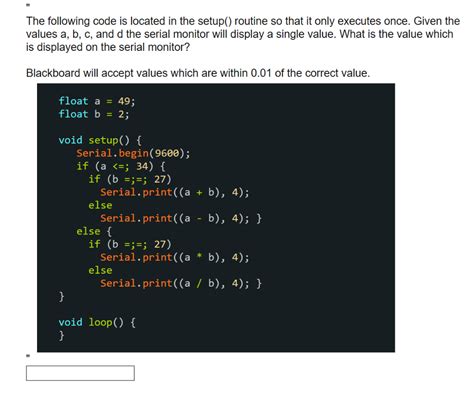 The Following Code Is Located In The Setup Routine