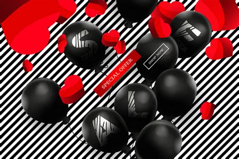 현실적인 스타일의 계절 판매 개념 블랙 프라이데이 추상적 인 부족과 흰색 배경에 체적 하트를 가진 많은 검은 풍선 크리에이티브 벡터 포스터 또는 배너 가격에 대한 스톡 벡터