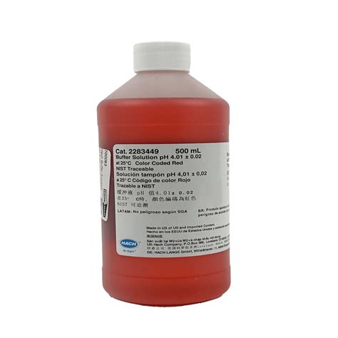 Hach Buffer Solution Ph 4 01 Color Coded Red 500 Ml 2283449