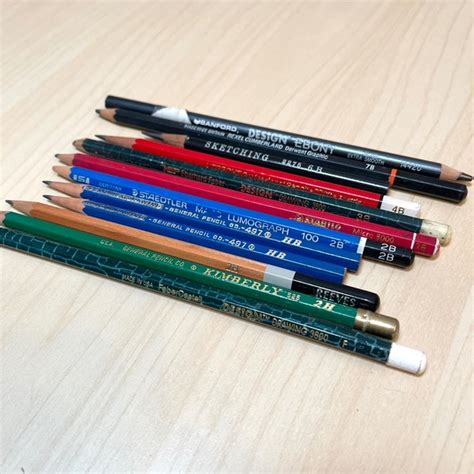 Office 12 Drawing Pencils Lead Graphite From F Through 7b