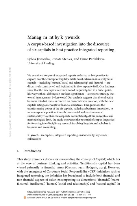 Pdf Management By Keywords A Corpus Based Investigation Into The Discourse Of Six Capitals In