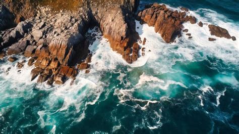 Premium Photo A Breathtaking Aerial Top View Of Rugged Dramatic Coastal Cliffs And Rocky
