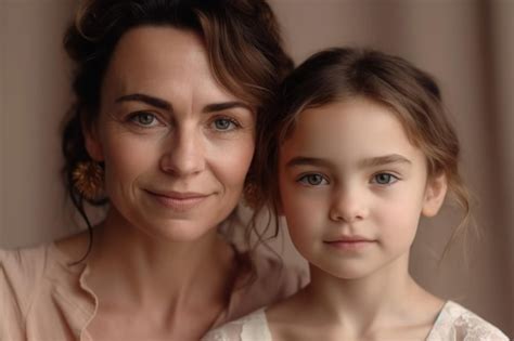 Premium Ai Image Mother And Daughter Portrait On Pastel Background