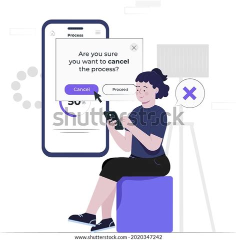 Process Cancel Concept Flat Design Illustration Stock Vector Royalty Free 2020347242