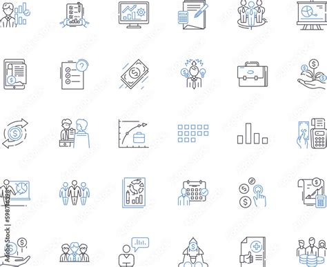 Data Management Line Icons Collection Organization Storage Retrieval Analysis Processing