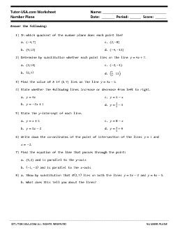 Worksheet Coordinate Plane Number Plane Pre Algebra Printable