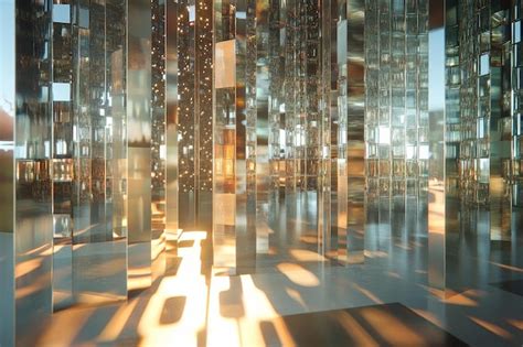 Intricate Geometric Patterns And Light Refractions On Reflective Surfaces Create Stunning