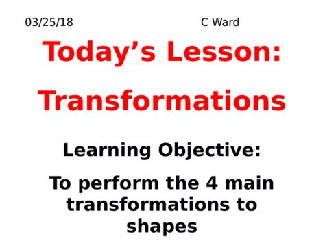 Revision Gcse Foundation Transformations Teaching Resources