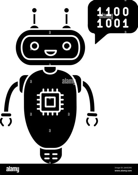 Chatbot Coding Glyph Icon Silhouette Symbol Talkbot With Chip Insert