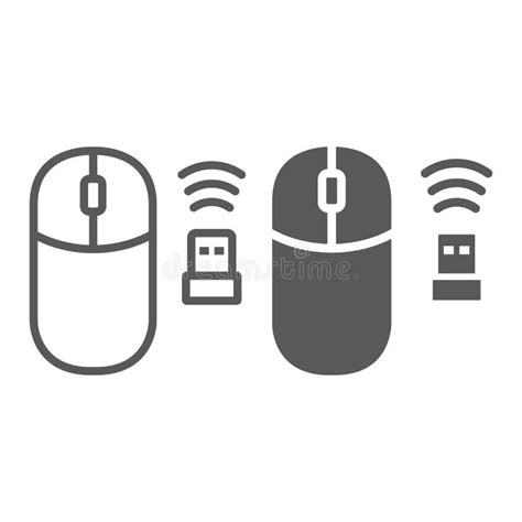 Wireless Mouse Line And Glyph Icon Cursor And Device Computer Mouse