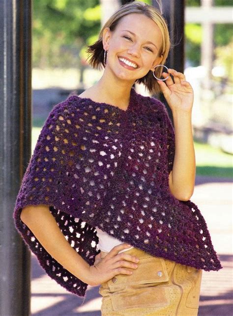 Crochet Quick And Easy Poncho Pattern Purple Easy Quick Pattern X Small
