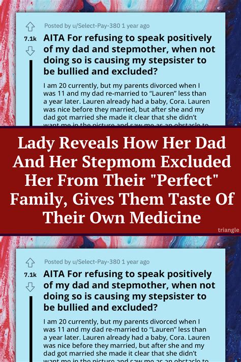 Lady Reveals How Her Dad And Her Stepmom Excluded Her From Their Perfect Family Gives Them Taste