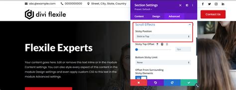 How To Make The Flexile Headers A Sticky Menu Divi Extended