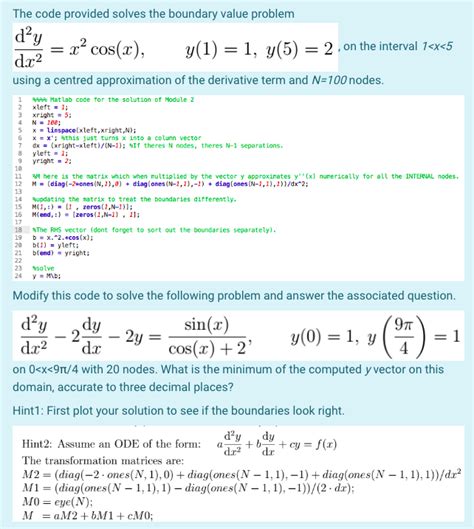Solved The Code Provided Solves The Boundary Value Problem