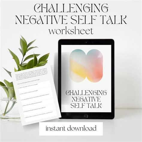Challenging Negative Self Talk Worksheet Digital Worksheet Etsy