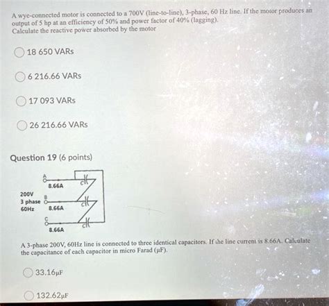 Solved A Wye Connected Motor Is Connected To A 700v Line To Line 3 Phase 60 Hz Line If The
