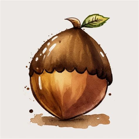 Premium Ai Image There Is A Drawing Of An Acorn With A Leaf On Top