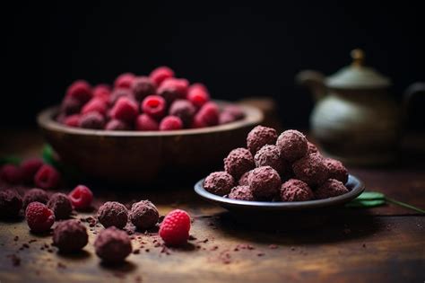 Premium Photo Dark Chocolate Raspberry Truffle