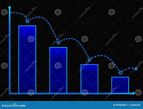 Decreasing Bar Graph With Blue Arrow Isometric Bar Graph With Two Axes And Columns Showing