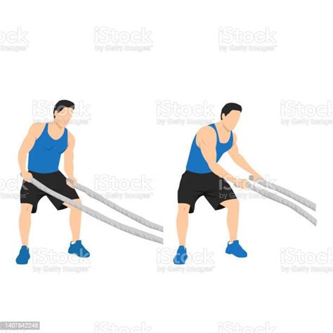 전투 로프를 좌우로 스윙 운동을하는 남자 레이어에 격리된 플랫 벡터 일러스트레이션입니다 운동 캐릭터 밧줄에 대한 스톡 벡터 아트 및 기타 이미지 Istock