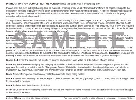 Ps Form 2976 A Customs Declaration And Dispatch Note Cp 72