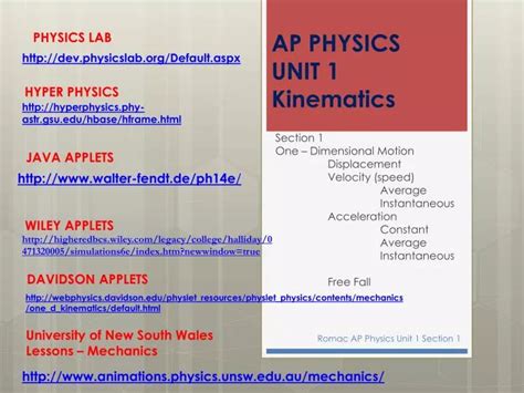PPT AP PHYSICS UNIT Kinematics PowerPoint Presentation Free Download ID