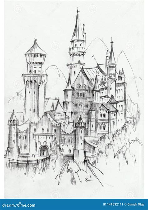 Medieval Castle Drawing Front View