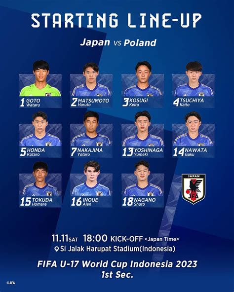 日本サッカー協会さんのインスタグラム写真 日本サッカー協会instagram「 🔹u 17日本代表🔹 📝line Up📝 1 後藤
