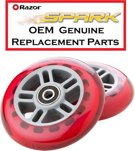 Set Of 2 Red Replacement Wheels For Razor Spark Scooters