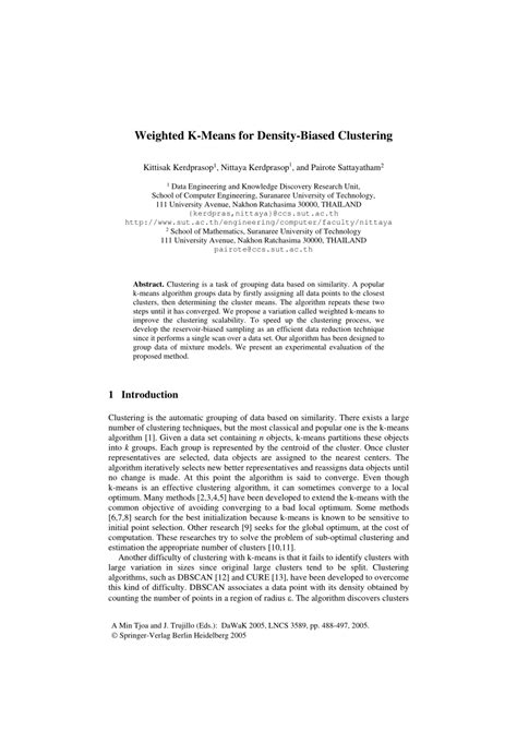 Pdf Weighted K Means For Density Biased Clustering