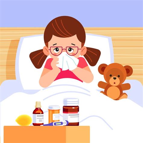 Cute Sick Girl Cartoon