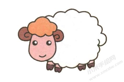 绵羊幼儿简笔画绘制步骤图示 绵羊的简单画法 小米手绘网