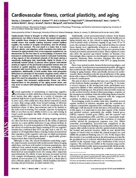 Pdf Cardiovascular Fitness Cortical Plasticity And Aging