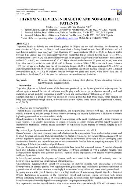 Thyroxine Levels In Diabetic And Non Diabetic Pdf Free Download