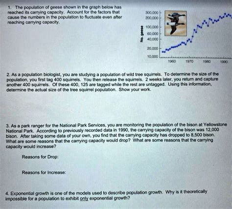 solved the population ol geese shown in ihe graph below has reached its camying capacily