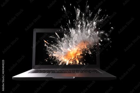 Generative Ai Illustration Of Next Generation Laptop Exploding The