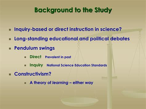 Ppt Experimental Comparison Of Inquiry And Direct Instruction In Science Powerpoint