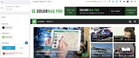 Manage Colors On Top Bar Colormag Documentation