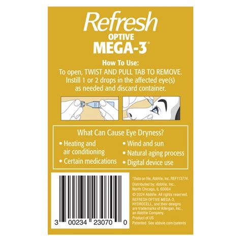 Refresh Optive Mega 3 Preservative Free Lubricating Eye Drop 70 Vials