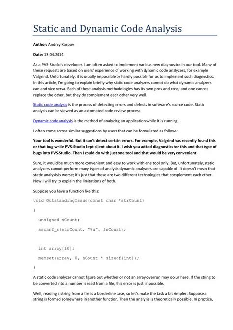 Pdf Static And Dynamic Code Analysis Dokumentips