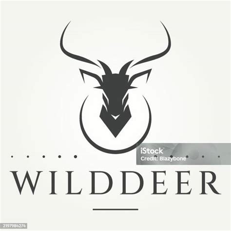 실루엣 사슴 머리 아이콘 로고 템플릿 벡터 일러스트 레이 션 디자인 Premium Luxurious Wild Deer Antler 로고 컨셉 머리에 대한 스톡 벡터 아트 및