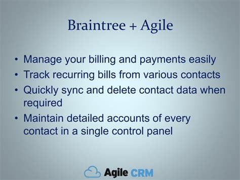 Braintree Integration Agile Crm Ppt