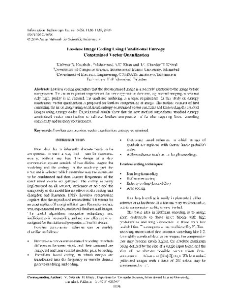 Pdf Lossless Image Coding Using Conditional Entropy Constrained Vector Quantization