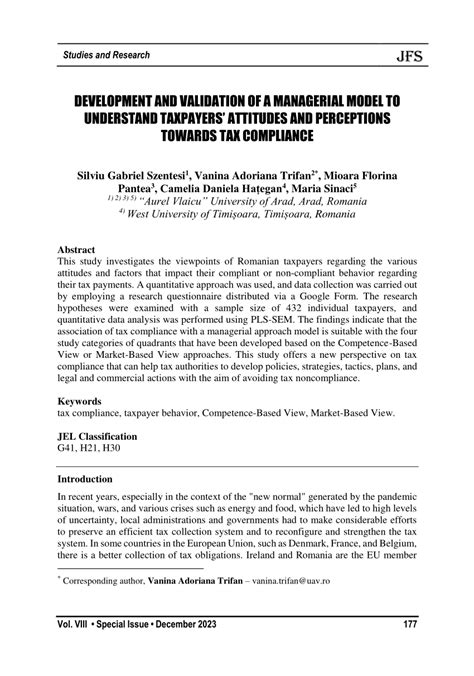Pdf Development And Validation Of A Managerial Model To Understand Taxpayers Attitudes And